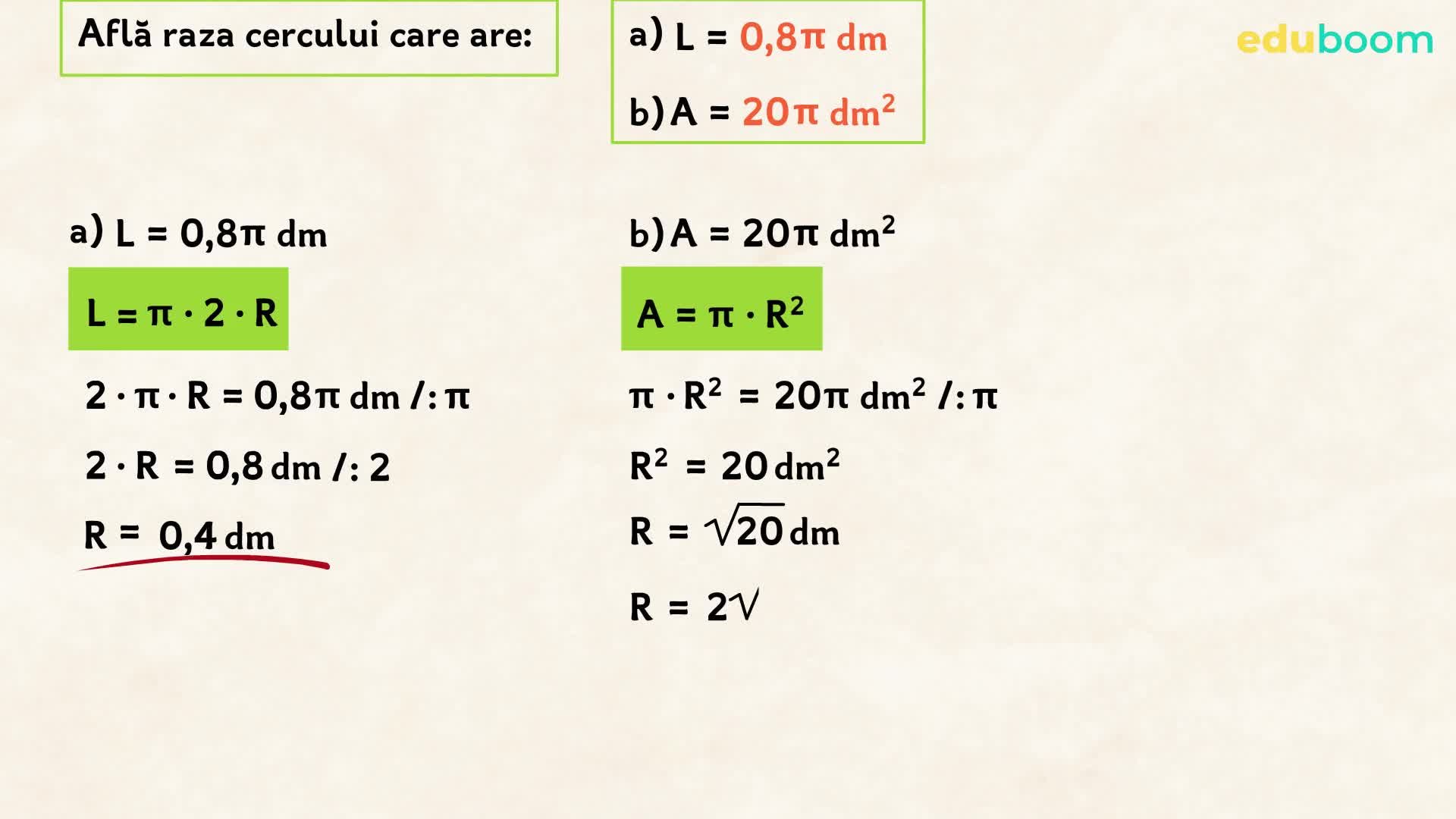 Lungimea cercului. Aria discului. Matematica clasa a 7-a