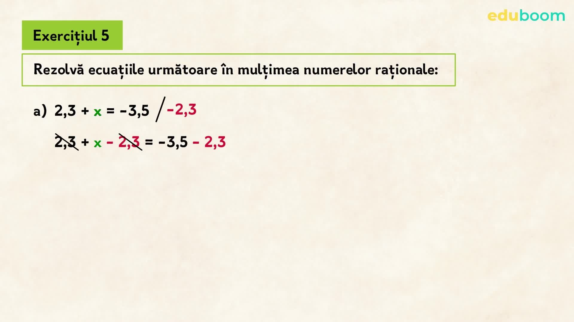 Ecuații în mulțimea numerelor raționale. Matematica clasa a 6-a