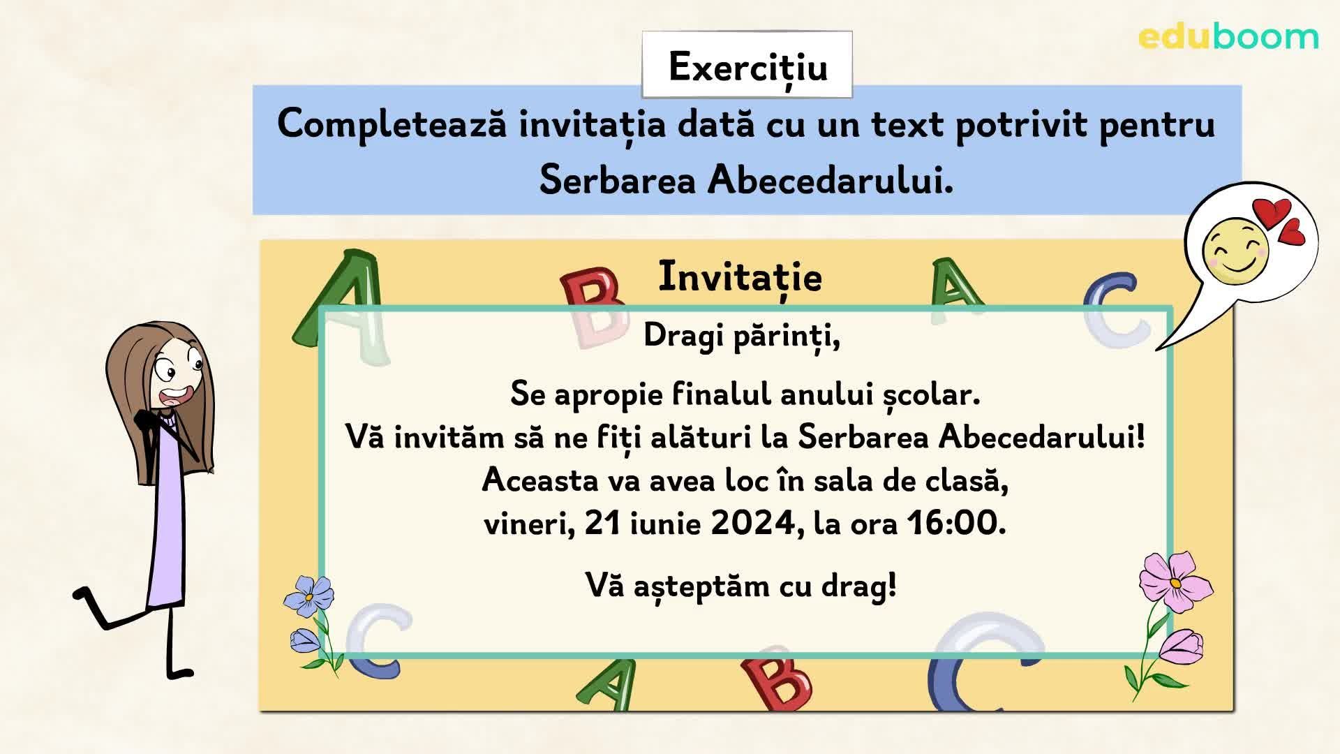 Invitația. Comunicare în limba română, clasa 1
