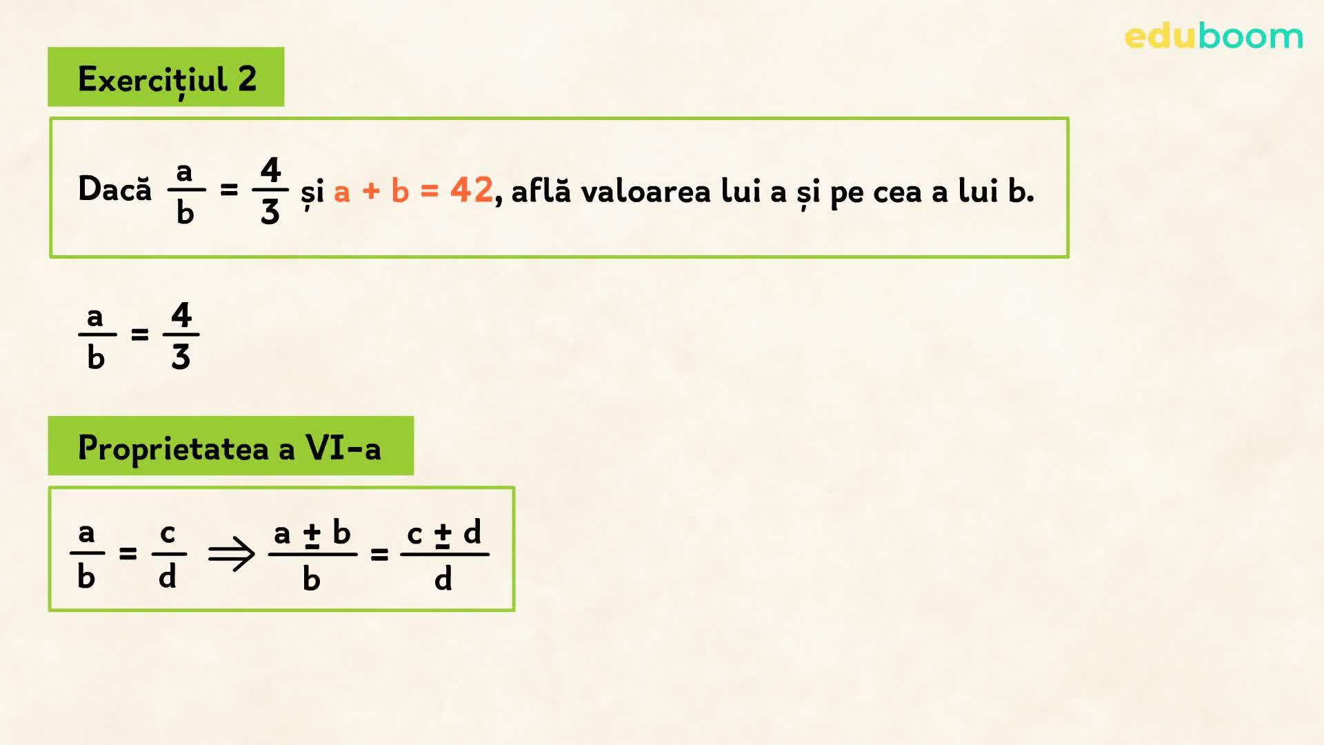 Proporții derivate. Exerciții. Matematica, clasa a 6-a