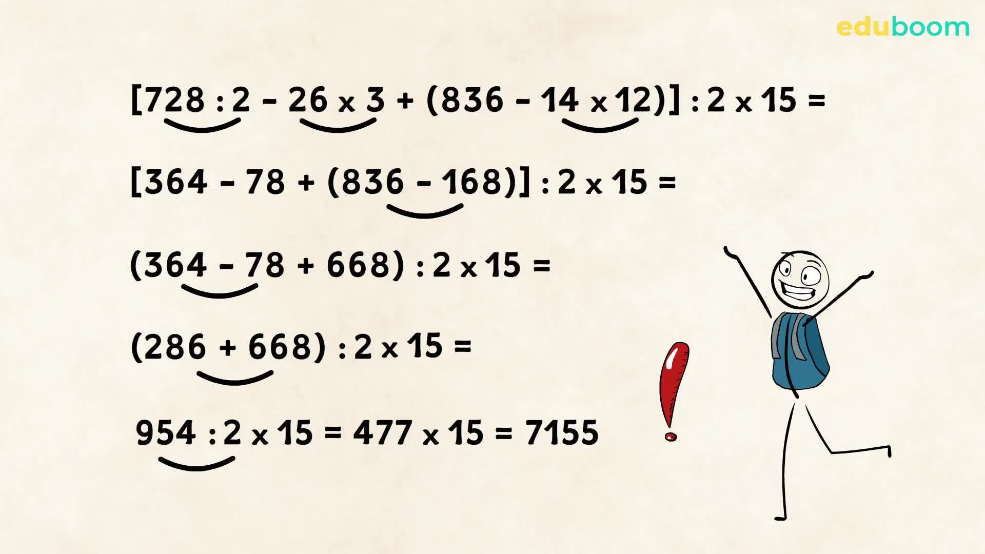 Ordinea efectuării operațiilor în exerciții cu paranteze pătrate ...