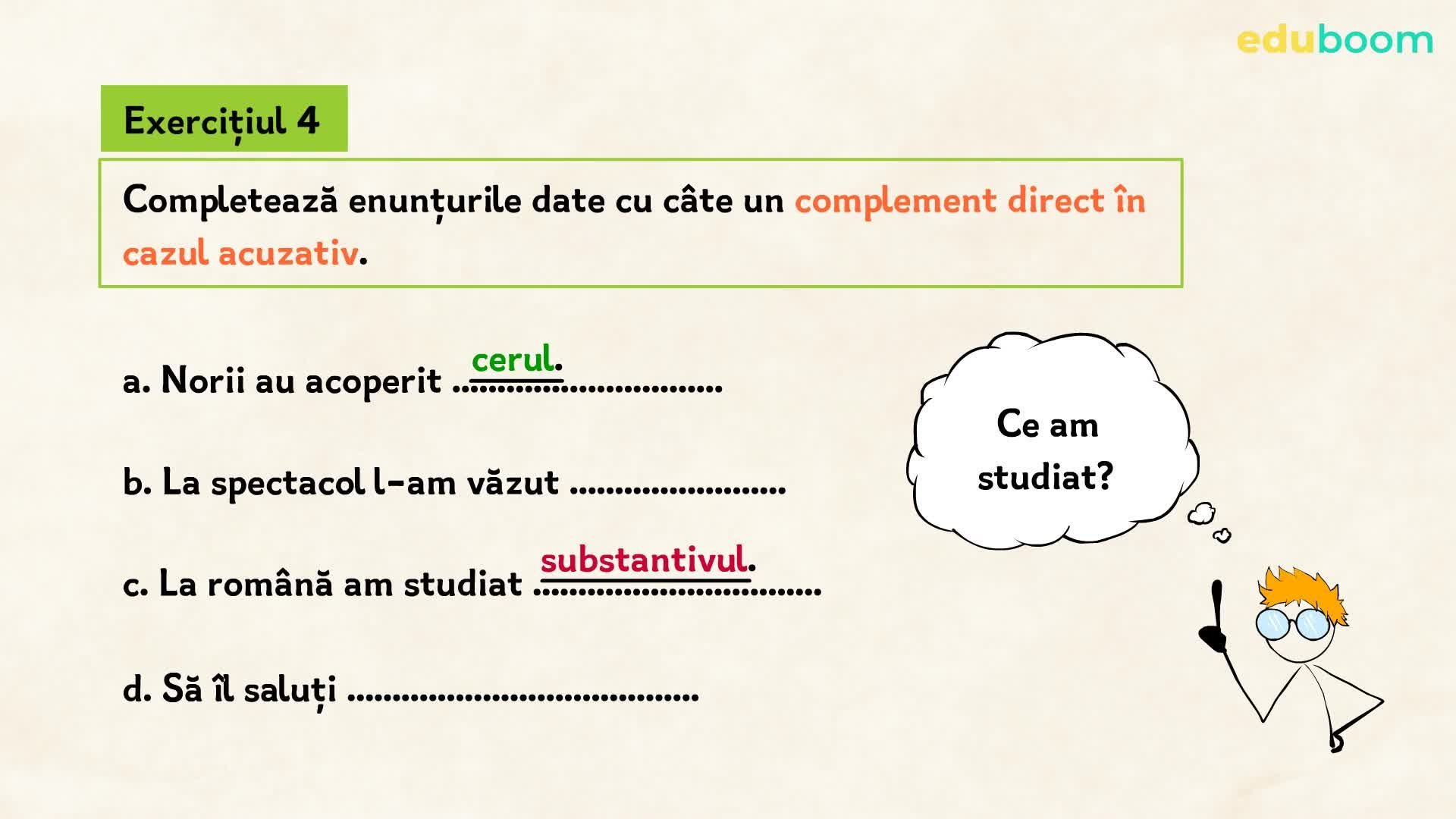 Acuzativul și complementul direct. Aplicații. Limba și literatura ...
