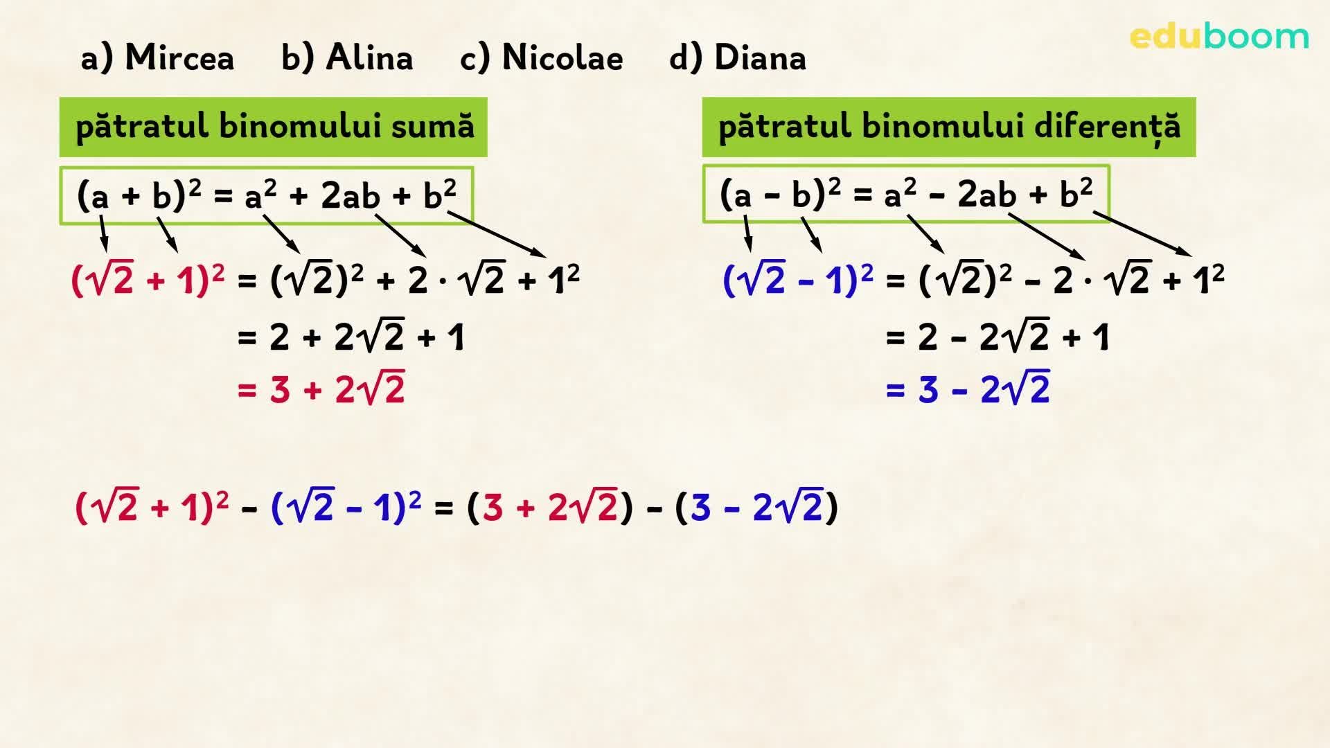 Test antrenament 10. Partea I. Matematica clasa a 8-a