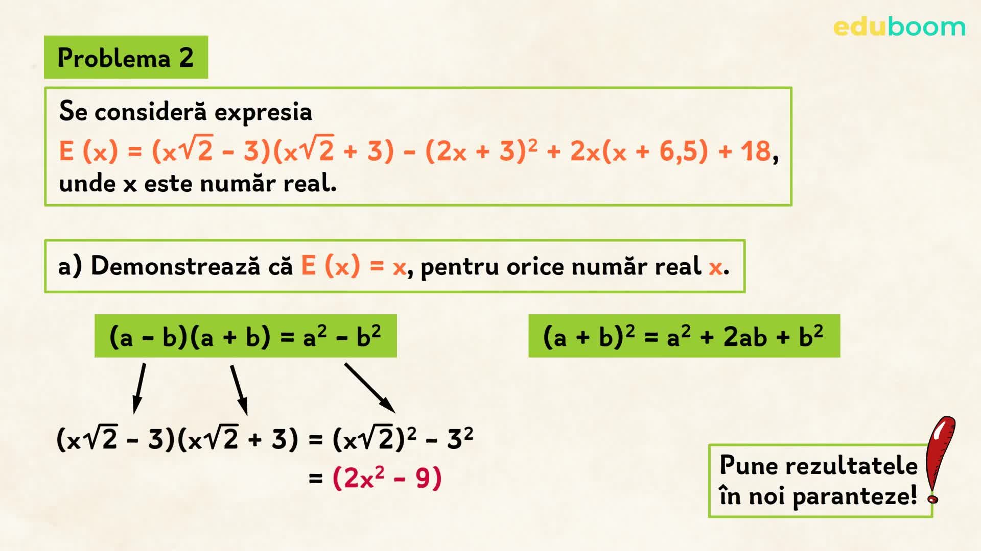Test antrenament 9. Partea III. Algebră. Matematica clasa a 8-a