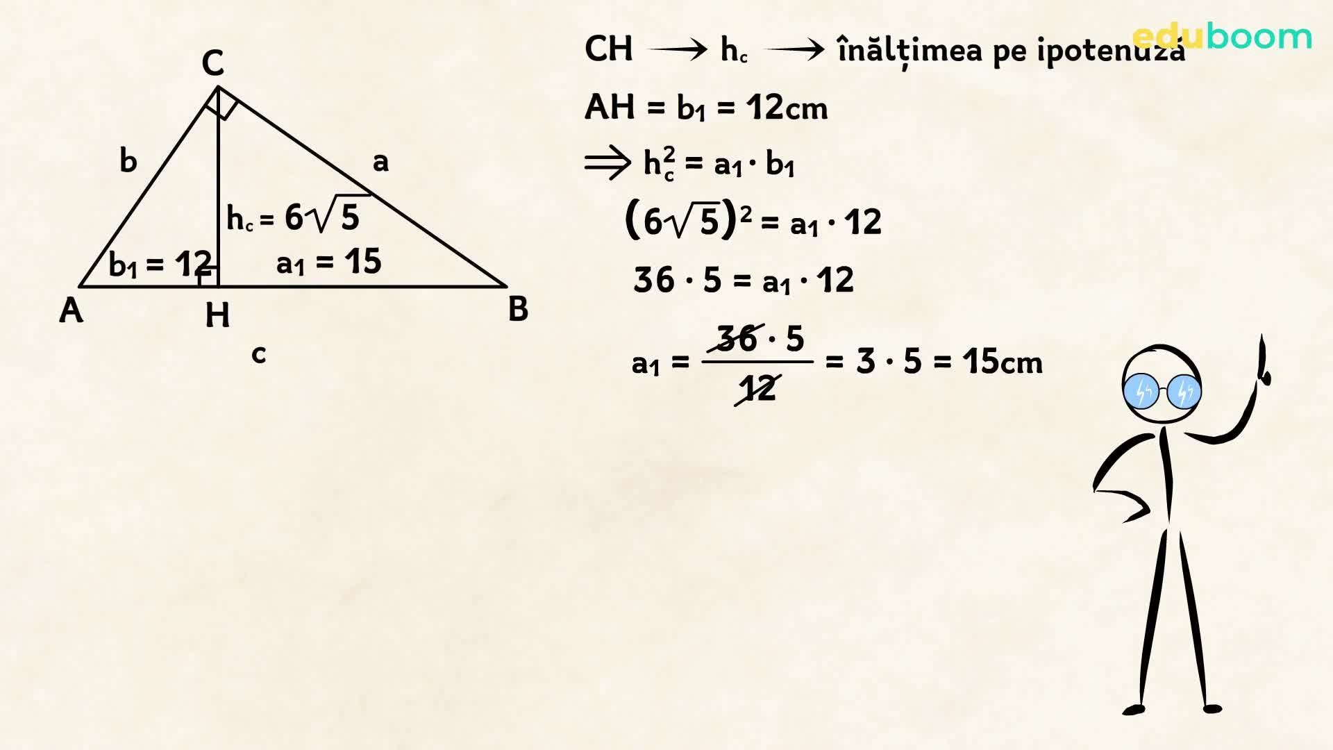 Teorema catetei. Matematica clasa a 7-a