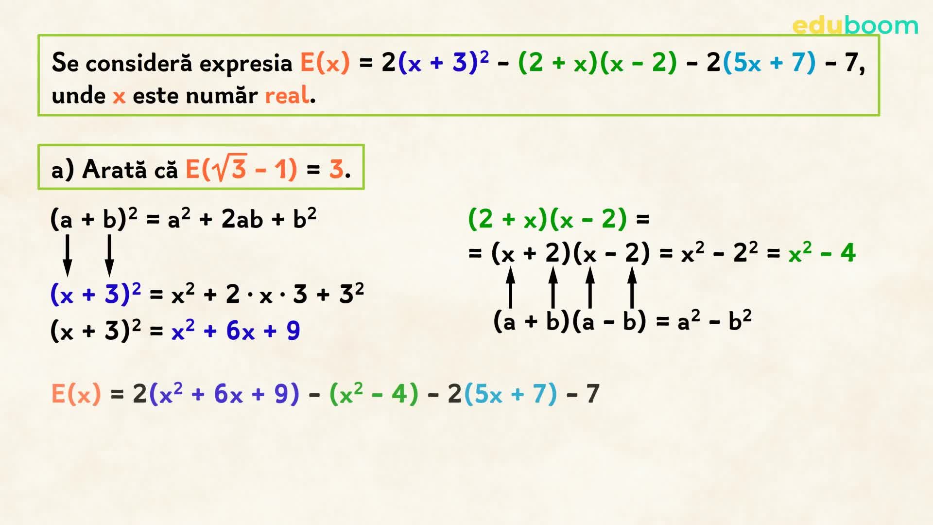 Test antrenament 8. Partea III. Algebra. Matematica clasa a 8-a