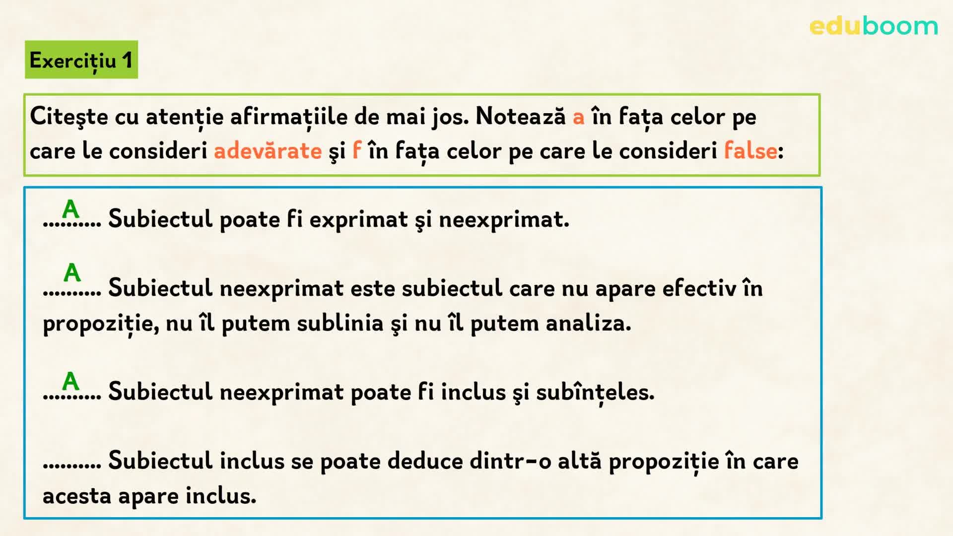 Subiectul exprimat și subiectul neexprimat. Aplicații. Limba și ...