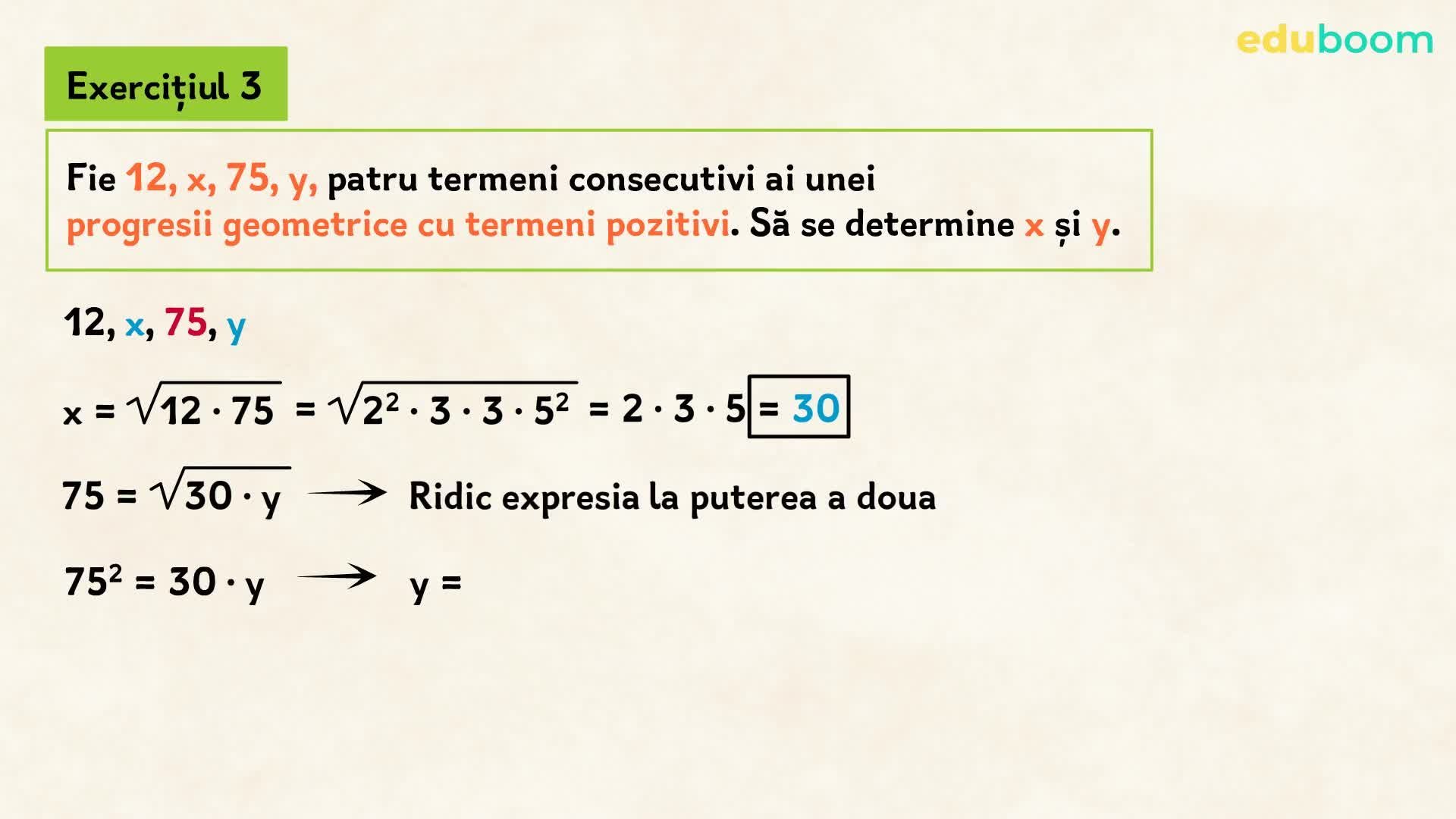 Progresii geometrice. Exerciții. Matematica clasa a 9-a