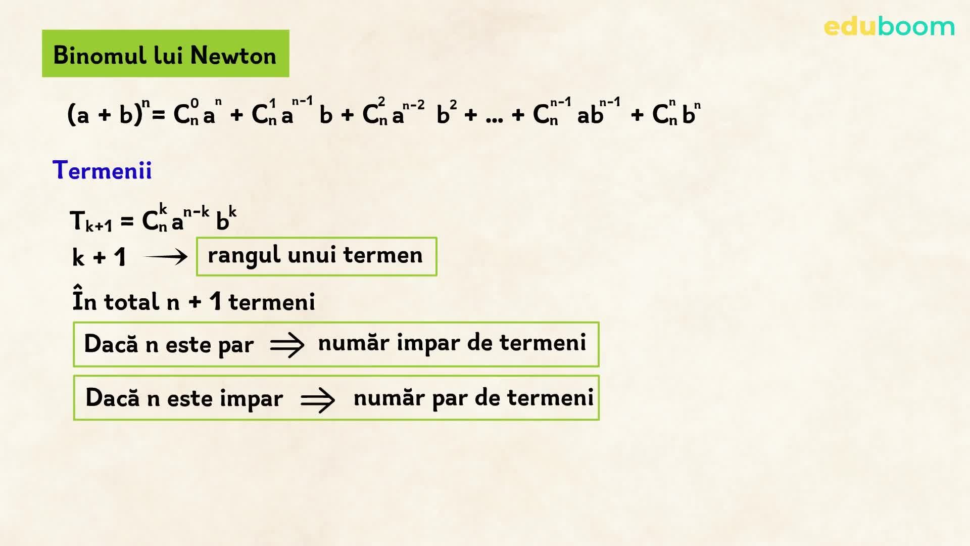 Binomul lui Newton M2. Matematica clasa a 10-a