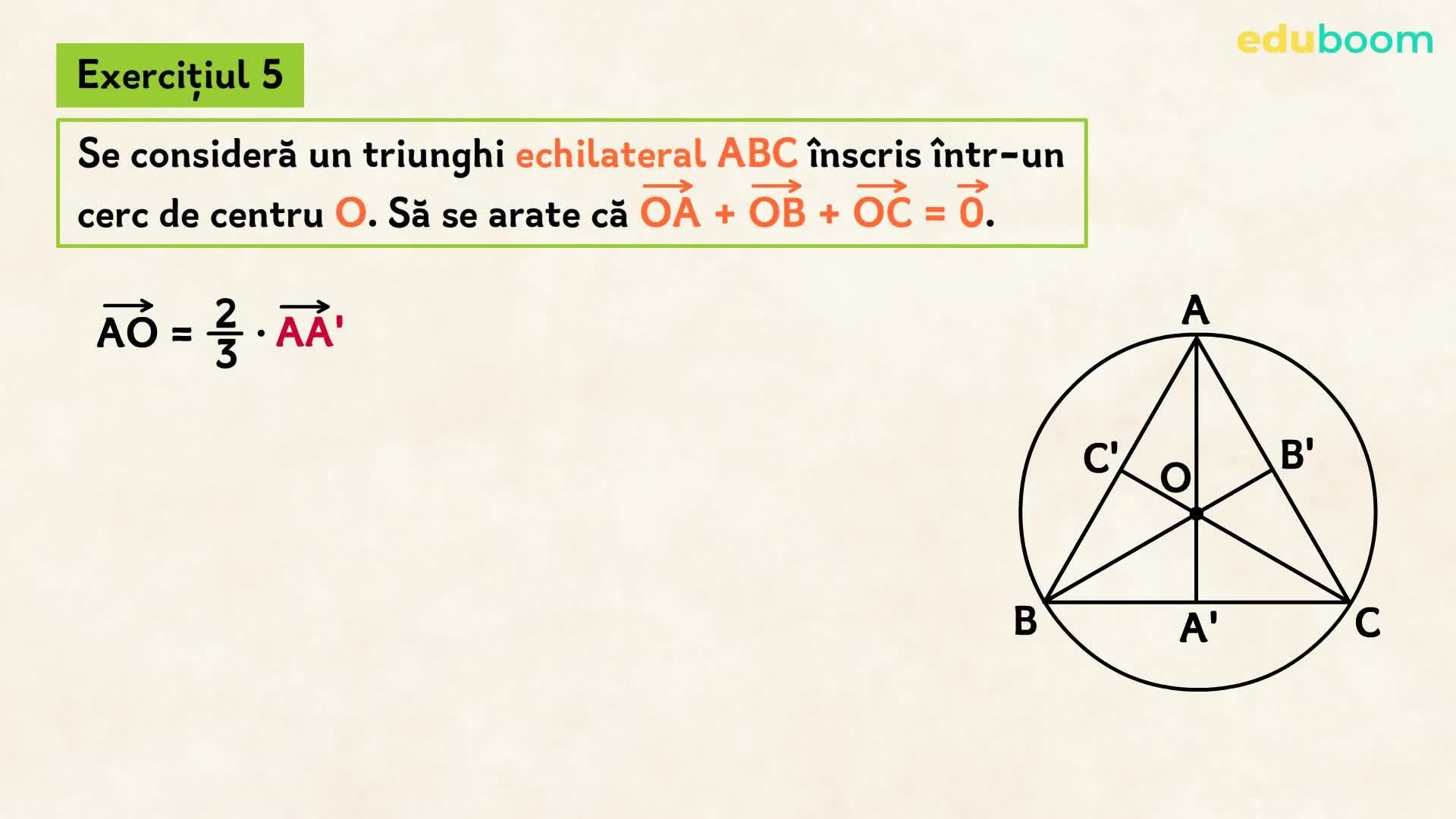 Aplicatii cu vectori la final de capitol. Matematica clasa a 9-a