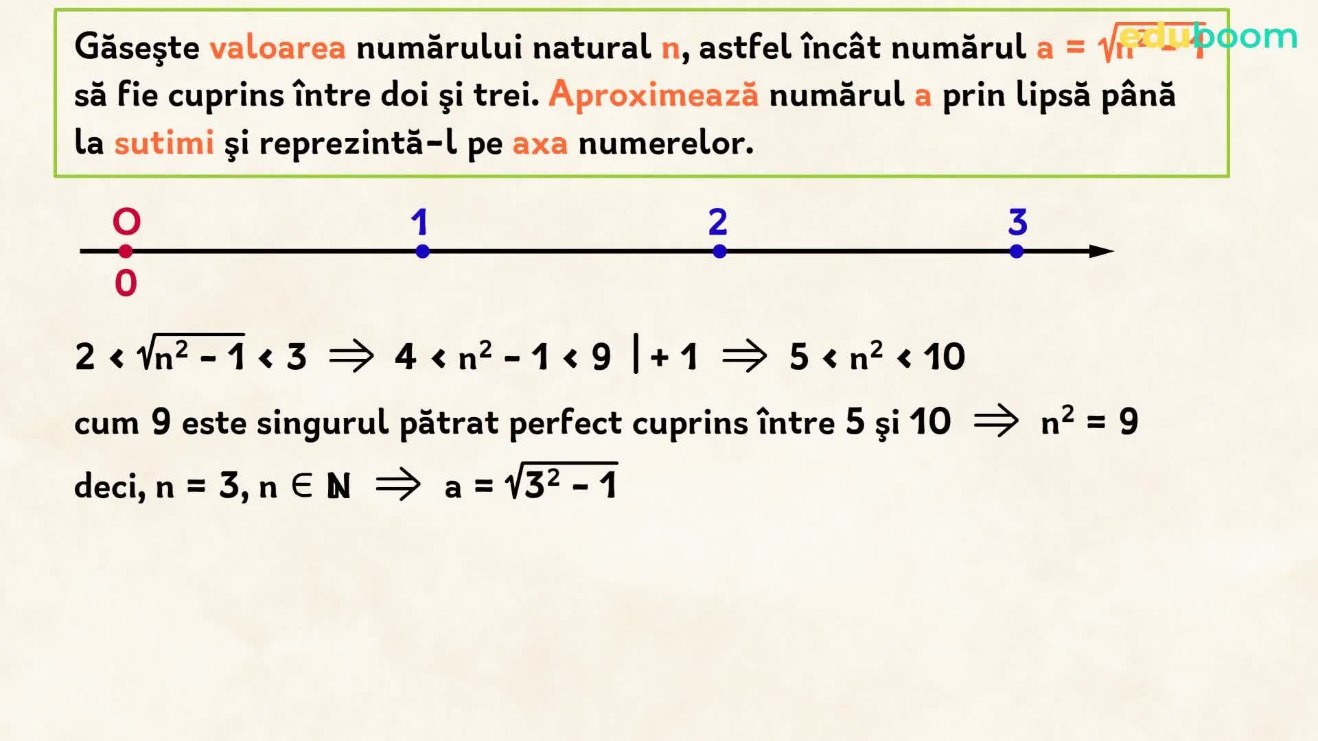 Reprezentarea numerelor reale pe axa numerelor, prin aproximări. Exerciții. Matematica clasa a 7-a
