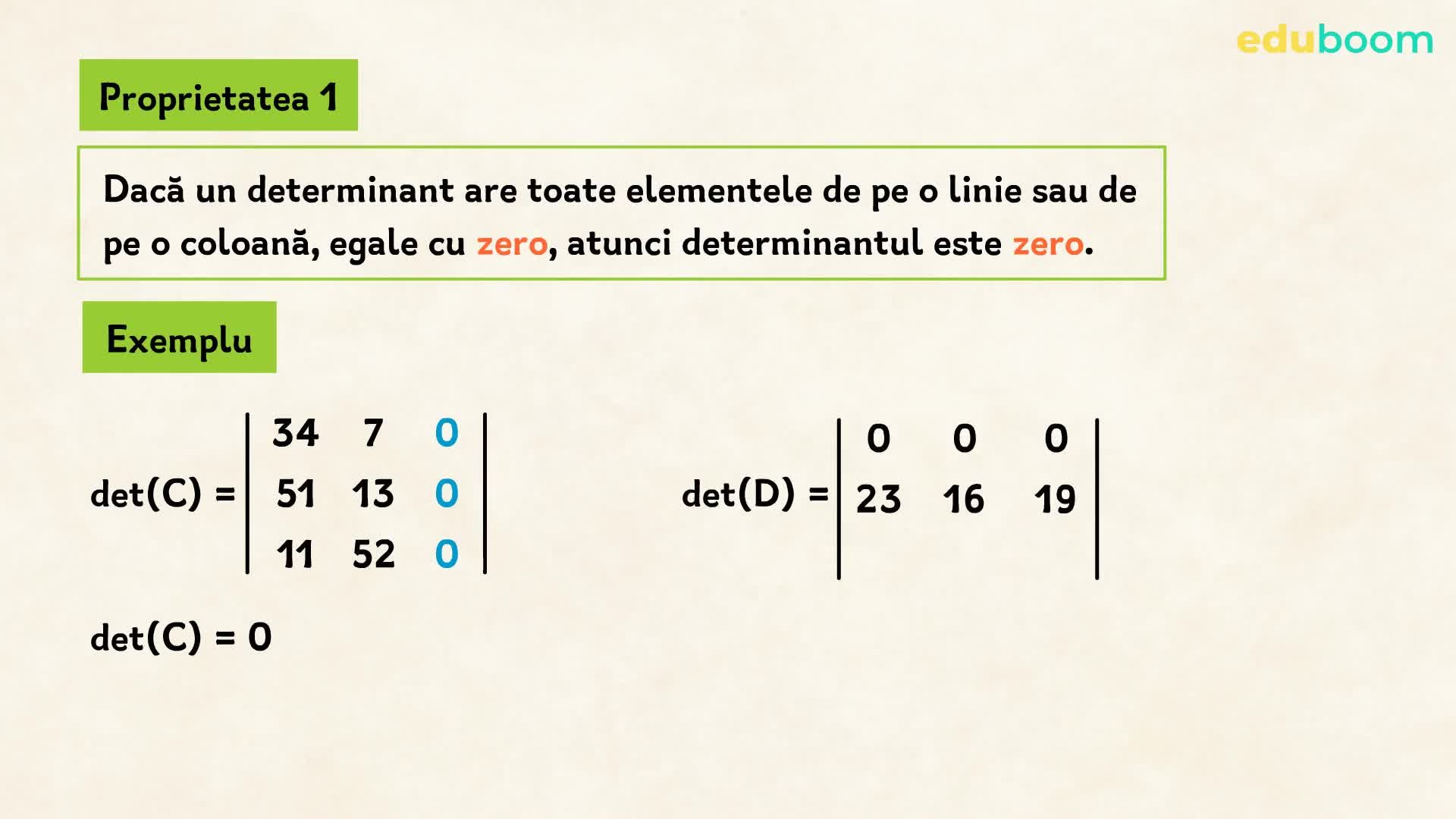 Proprietățile determinanților. Partea I M2. Matematica clasa a 11-a