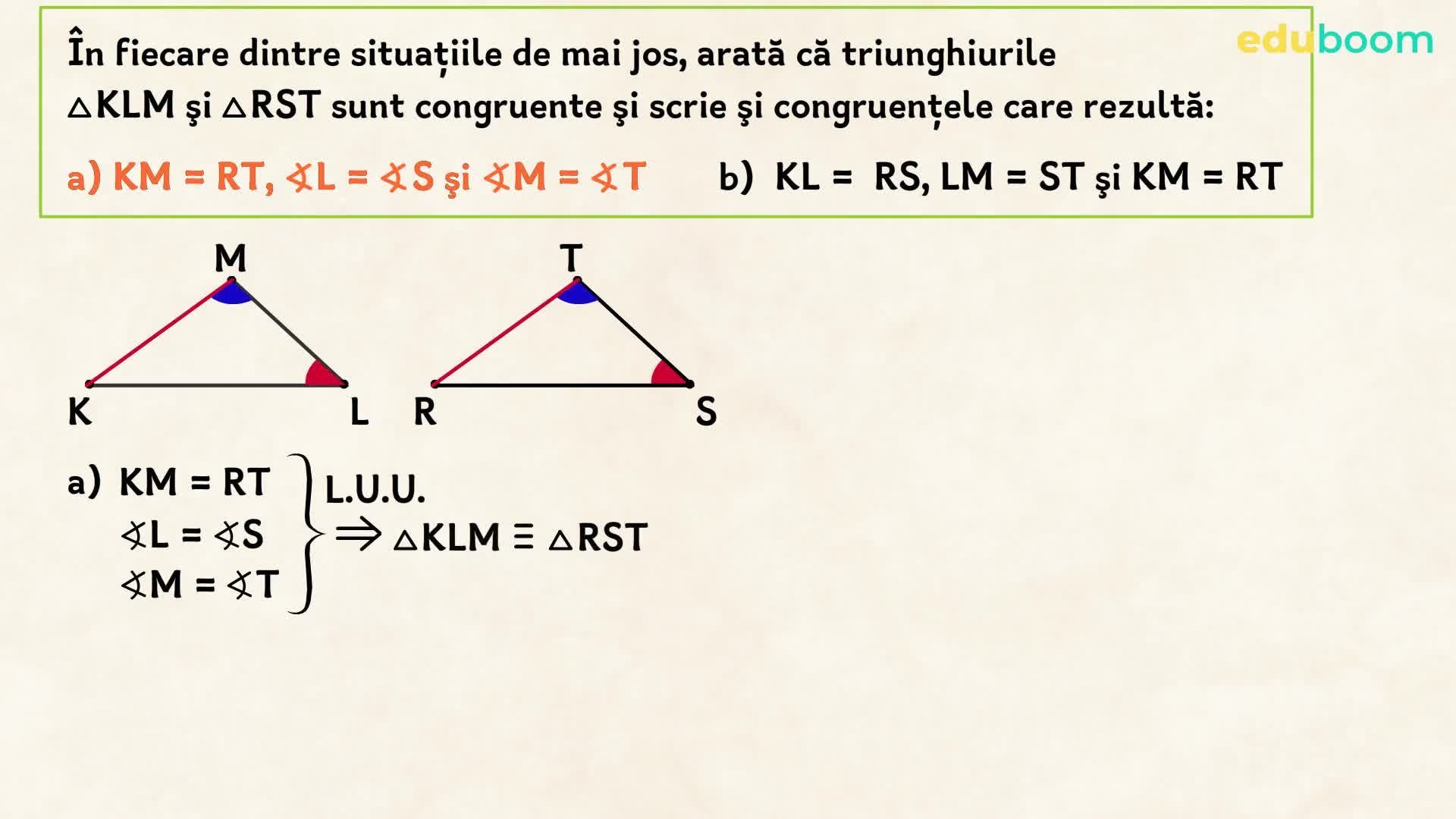 Util! Congruența triunghiurilor oarecare. Matematica, clasa a 6-a