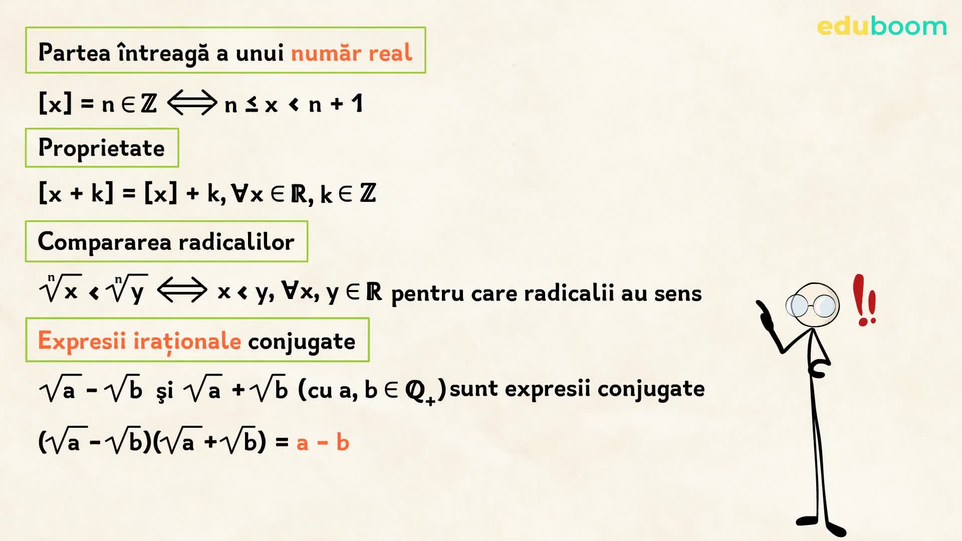Recapitulare BAC: Numere iraționale. Matematica clasa a 12-a