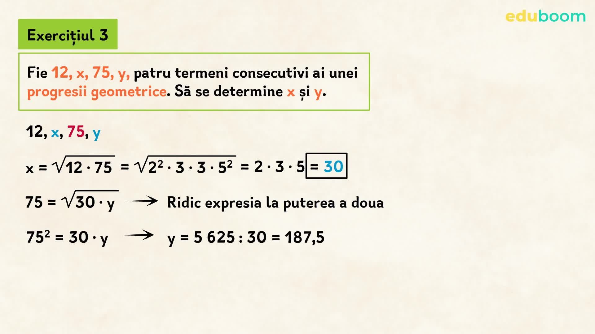 Progresii geometrice. Exerciții. Matematica clasa a 9-a