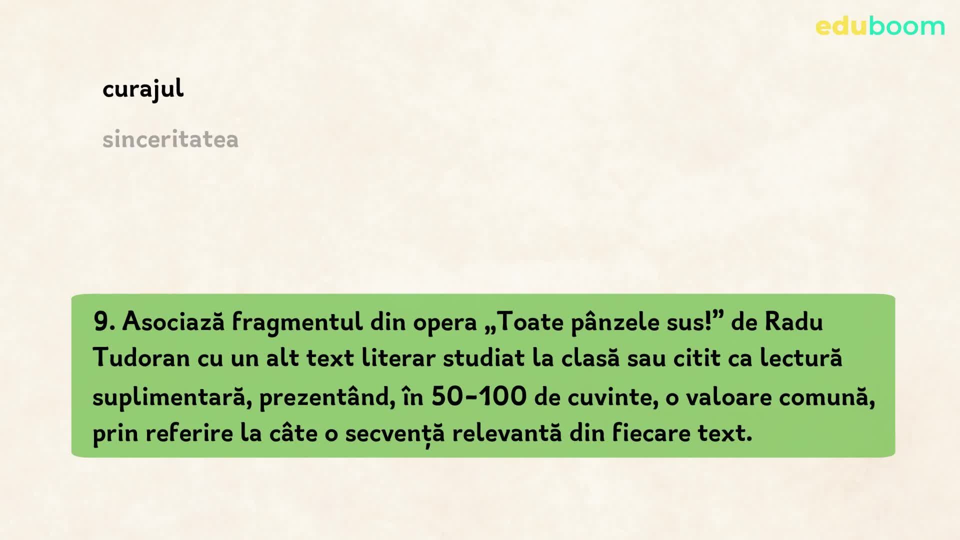 Evaluare Națională. Subiect 2024-2025. Subiectul I A. Partea a II-a. Limba și literatura română ...